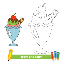 Trace and color for kids ice cream Royalty Free Vector Image