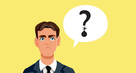 Confused man having many questions cartoon Vector Image