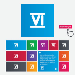 Roman numeral six icon number sign Royalty Free Vector Image