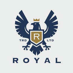 Golden wing crown and ribbon royal logo set Vector Image