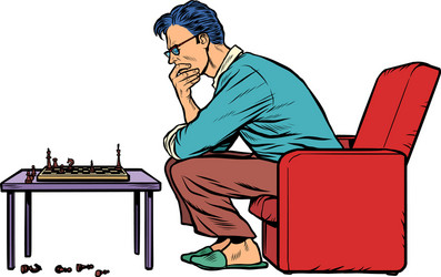 Old man plays a computer game pop art comics ret Vector Image