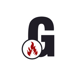 Initial letter g with flame fire logo design Vector Image