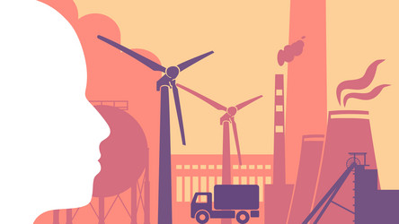 Human head and energy generation and heavy Vector Image