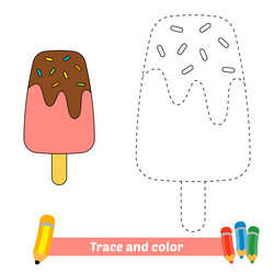 Trace and color for kids ice cream Royalty Free Vector Image