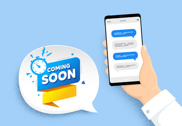 Coming soon paper banner timer announcement tag Vector Image