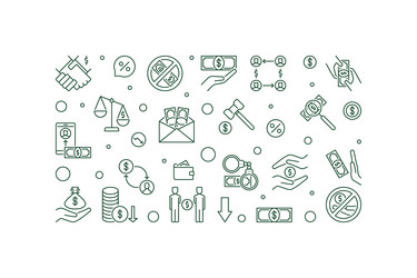 Corruption and bribery outline horizontal banner Vector Image