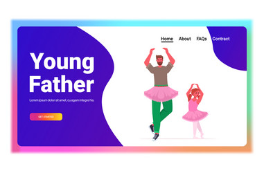 Father and daughter in pink skirts dancing like Vector Image