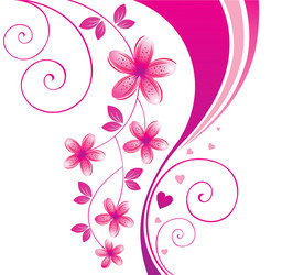 Pink abstract scroll flowers background Royalty Free Vector