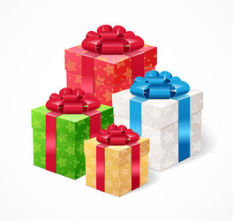 Christmas cartoon icon set - four present boxes Vector Image