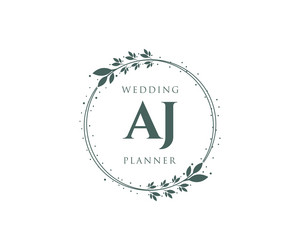 Aj initials letter wedding monogram logos Vector Image