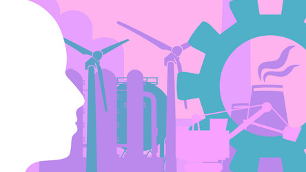 Human head and energy generation and heavy Vector Image