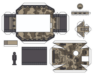 Paper model of a vintage sand battle tank Vector Image