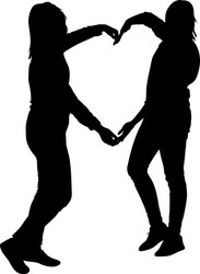 Silhouette of a girl holding a heart Royalty Free Vector