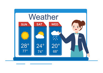 Types of weather conditions with sunny cloudy Vector Image