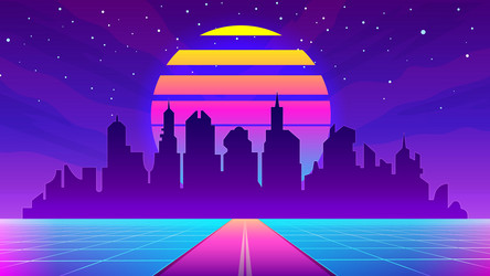 Retro Cyber Cityscape Royalty Free Vector Image