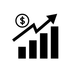 Dollar sign and bar graph silhouette icon Vector Image