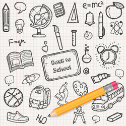 Back to school doodle set hand draw items Vector Image