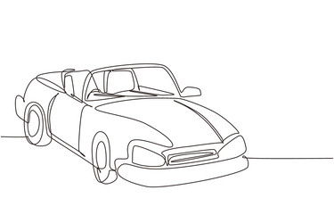 Single one line drawing classic retro convertible Vector Image