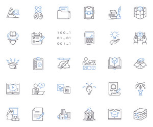 Staff capability line icons collection proficient Vector Image