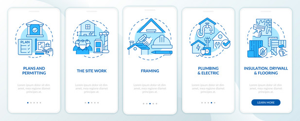 Phases of home building rectangle infographic Vector Image