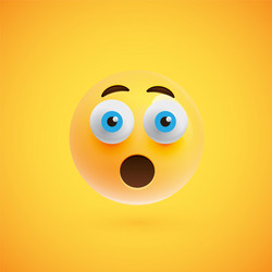 Realistic yellow emoticon with monocle careful Vector Image