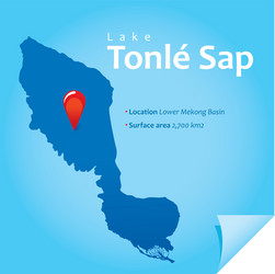 Lake tonle sap kingdom of cambodia kampuchea map Vector Image