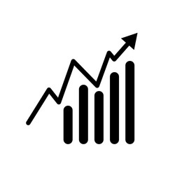 Rapidly increasing bar graph icon or increase Vector Image