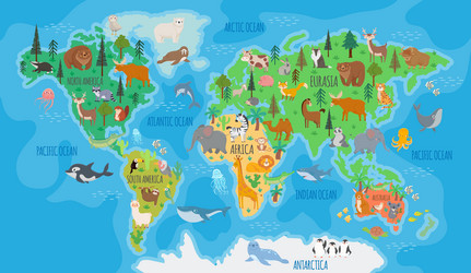World map and kids of various nationalities Vector Image