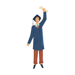 Human hand throwing graduation cap Royalty Free Vector Image