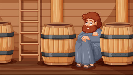 Jonah and the big fish a biblical tale Royalty Free Vector