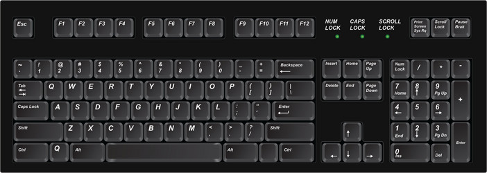 Black laptop computer keyboard template Royalty Free Vector