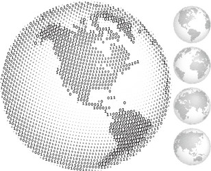 Three-dimensional dotted world map with wireframe Vector Image