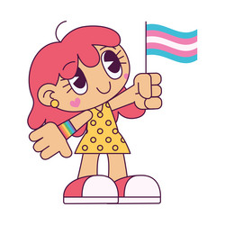 Isolated cute transgender chibi character holding Vector Image