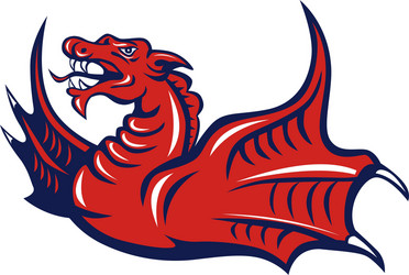 Chinese red dragon head growling circle retro Vector Image