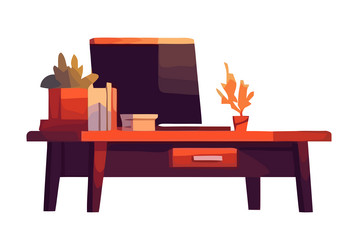 Modern office design with desk chair and plant Vector Image