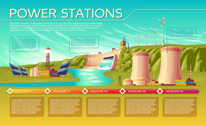 Cartoon power stations isolated set Royalty Free Vector