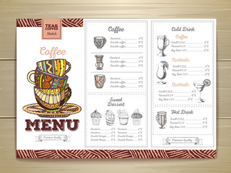 Coffee shop menu with old building Royalty Free Vector Image