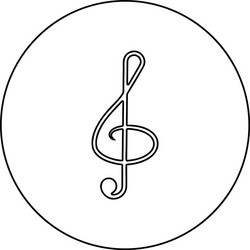 Treble clef icon outline set white color flat Vector Image