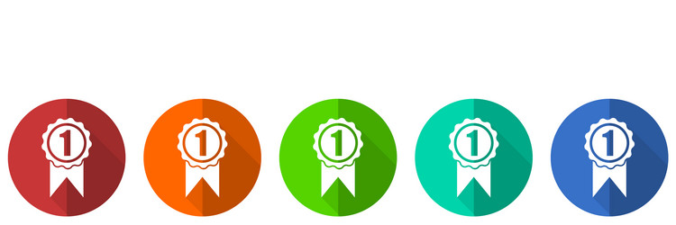 Badge icon set winner first award red blue green Vector Image