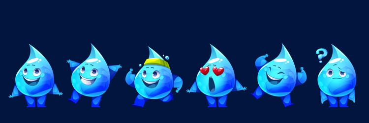 Happy water drop face mascot cartoon character Vector Image