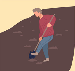 Stick figure man digging hole a stickman dig Vector Image