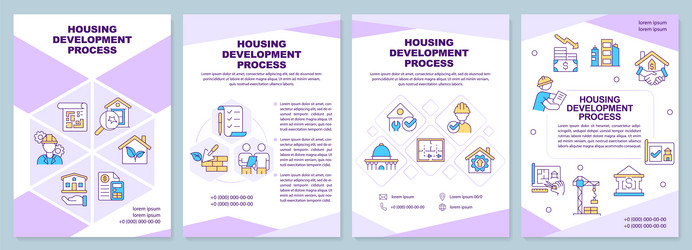Land development blue brochure template Royalty Free Vector