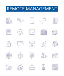 Remote management line icons signs set design Vector Image