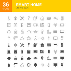 Smart house system line icons set Royalty Free Vector Image