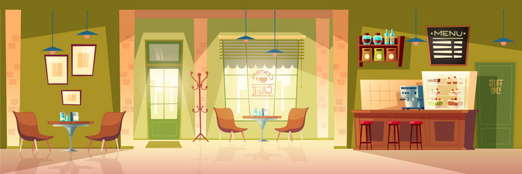 Cartoon cafe background cafeteria interior Vector Image