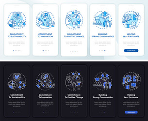 Main company core values onboarding mobile app Vector Image