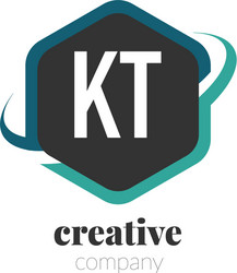 Initial letter kt colorful hexagonal logo Vector Image