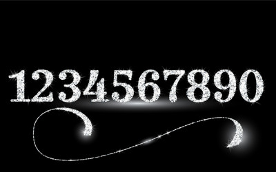 Realistic shining silver glitter numbers 1 2 3 4 Vector Image