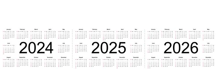 Simple editable calendars for year 2024 Royalty Free Vector