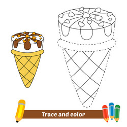 Trace and color for kids ice cream Royalty Free Vector Image